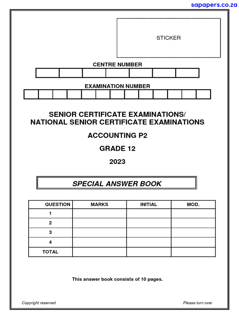 Accounting P2 May-June 2023 Answer Book Eng | PDF | Cash | Economies
