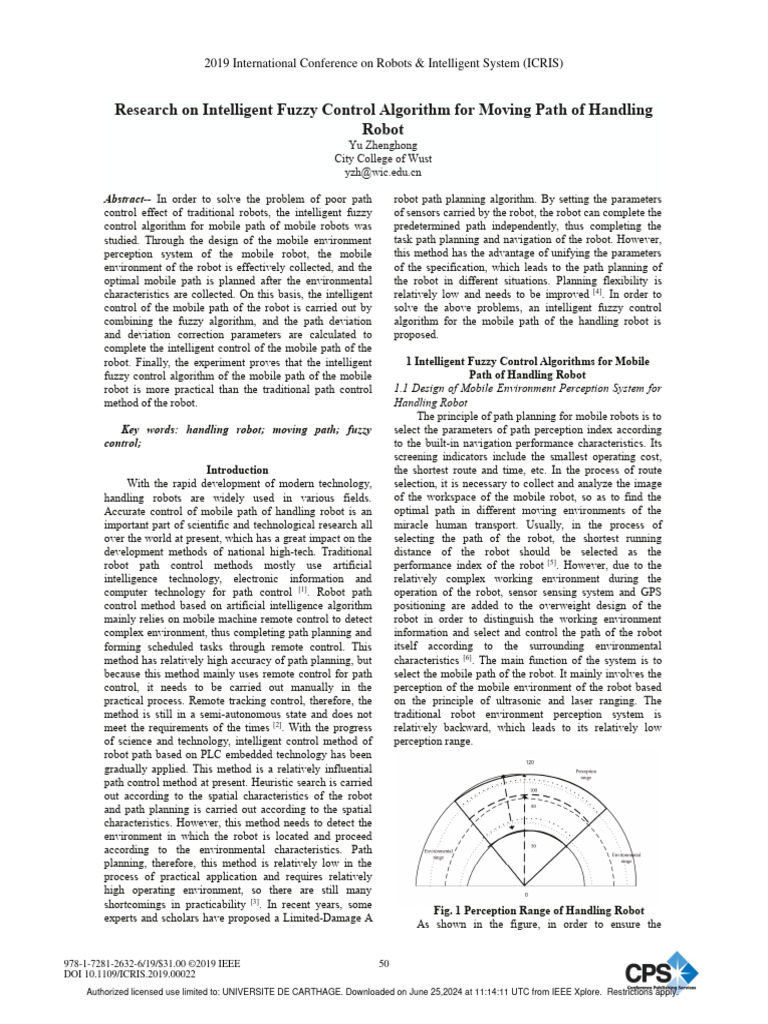 Research On Intelligent Fuzzy Control Algorithm For Moving Path of Handling Robot | PDF | Robot ...