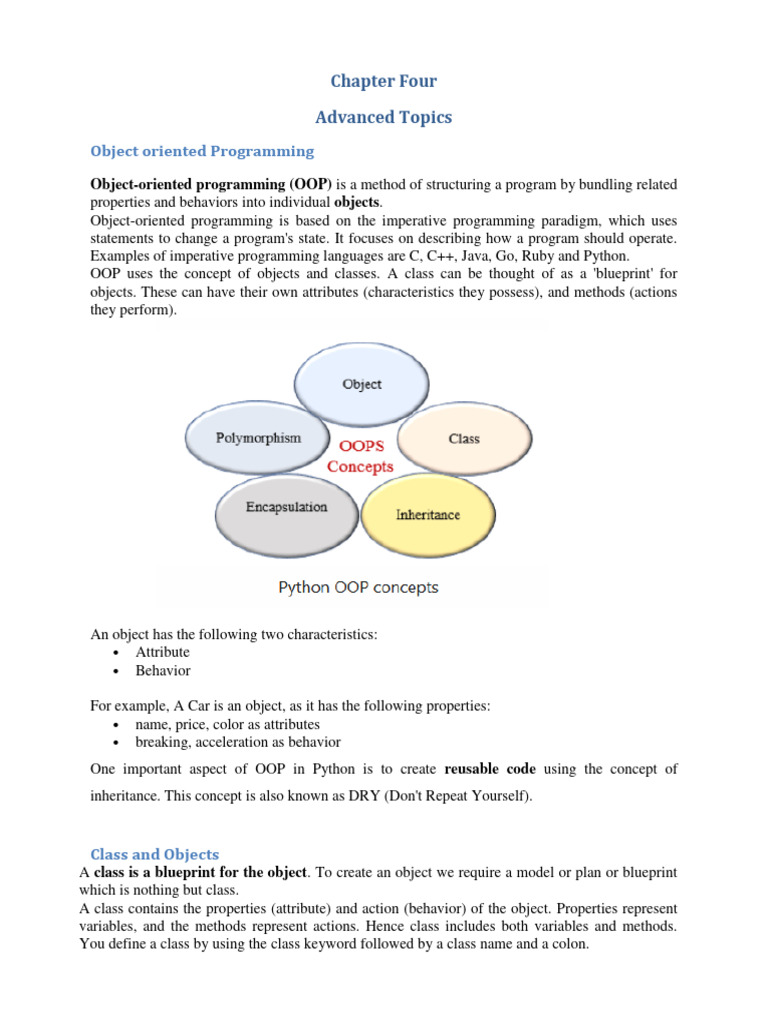 Chapter Four1 Pdf Object Oriented Programming Method Computer Programming