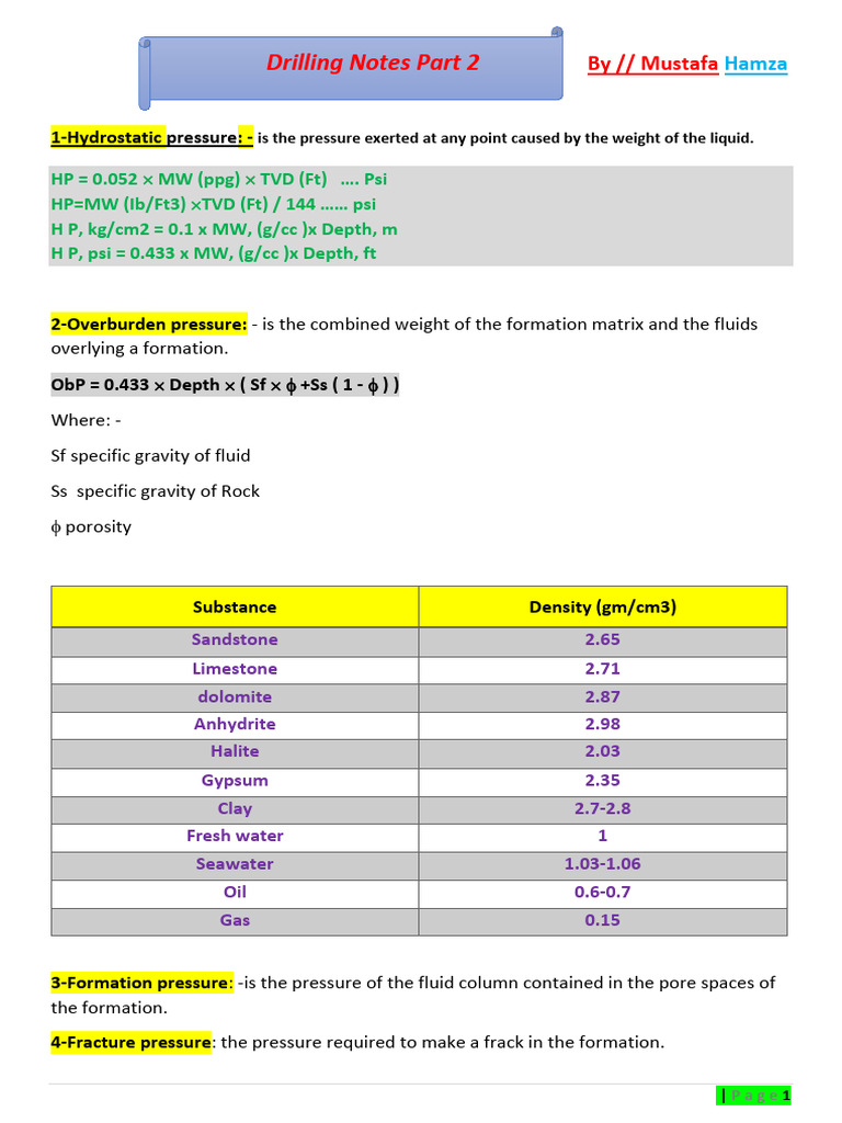 Drilling Notes Part 2 | PDF | Casing (Borehole) | Pressure