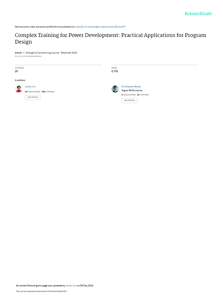 Complex Trainingfor Power Development-Practical Applicationsfor Program Design | PDF | Strength ...