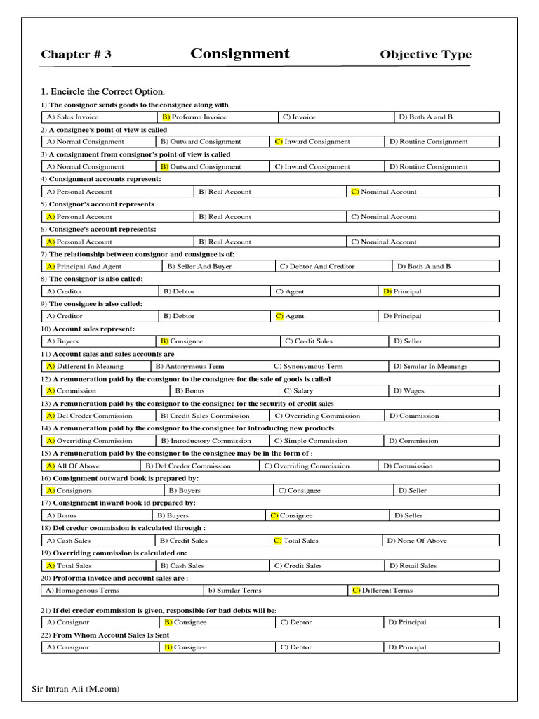 Consignment Chapter Wise | PDF | Expense | Debits And Credits