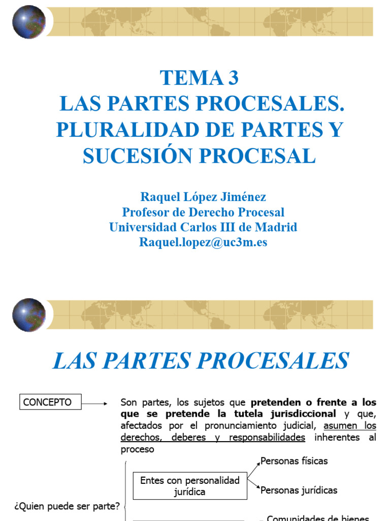 Tema 3. - Las Partes Procesales. Sucesion Procesal | PDF | Ley procesal ...