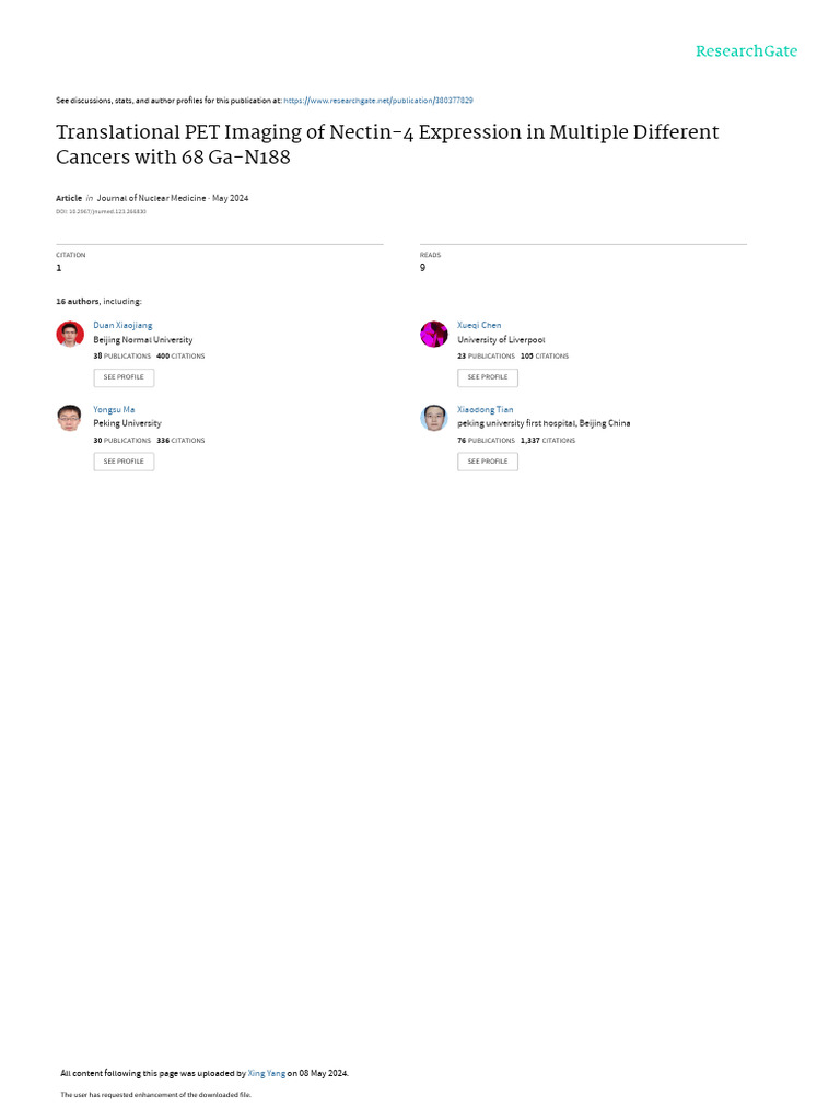 Translational PET Imaging of Nectin-4 Expression in Multiple Different Cancers with68Ga-N188 ...