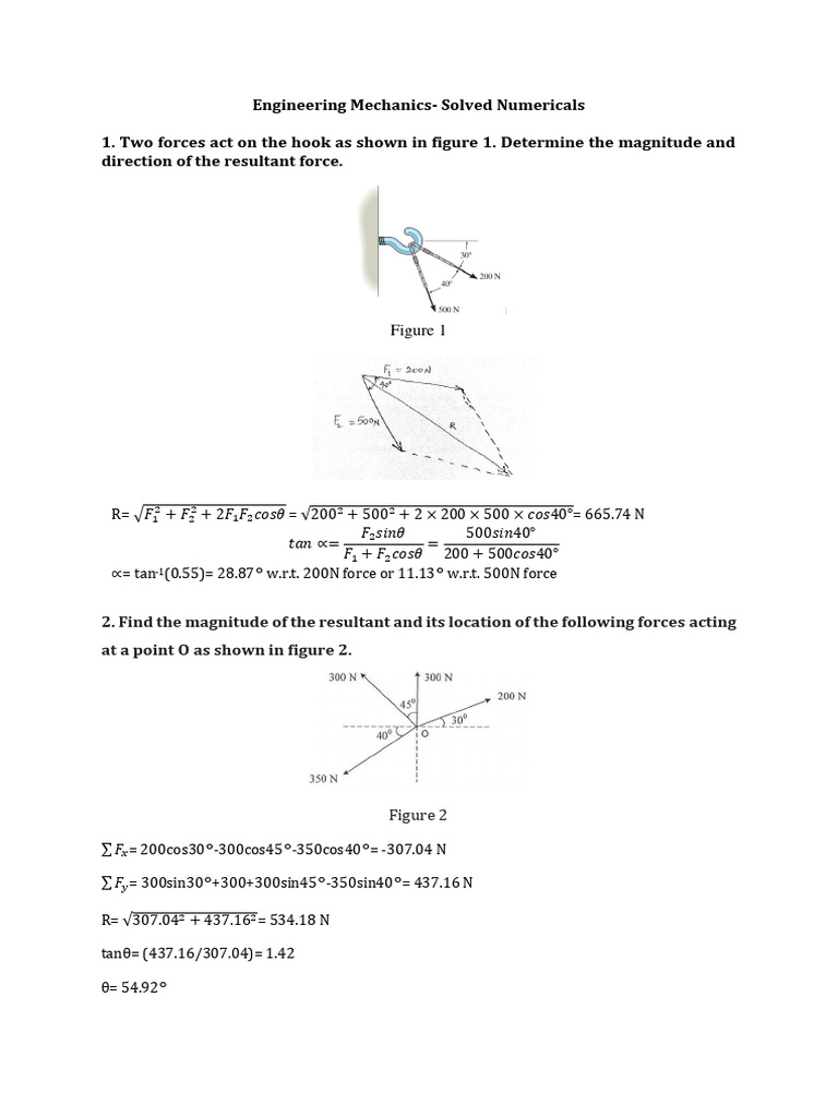 Solved Numericals | PDF | Mechanics | Classical Mechanics