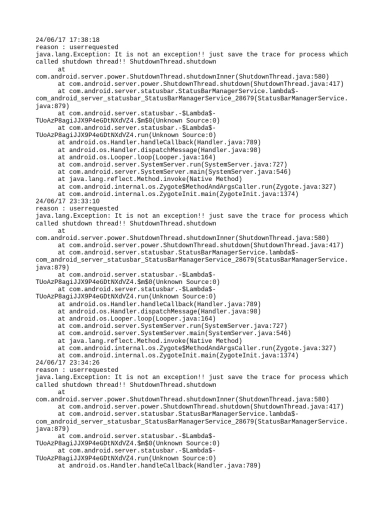 Android Shutdown Thread Trace Logs | PDF | Java (Programming Language ...