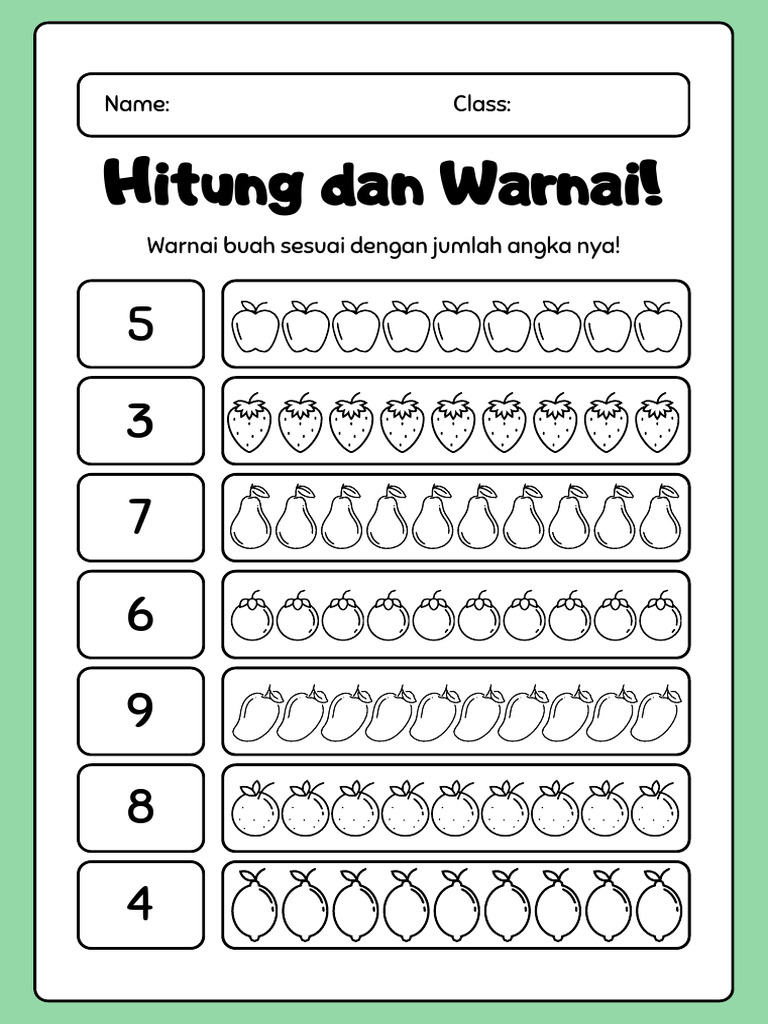 Lembar kerja anak paud membilang dan mewarnai | PDF