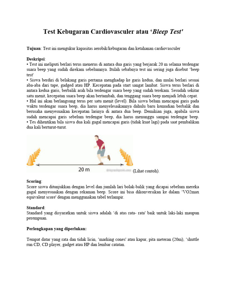 Panduan Bleep Test Kebugaran Kardiovaskular | PDF