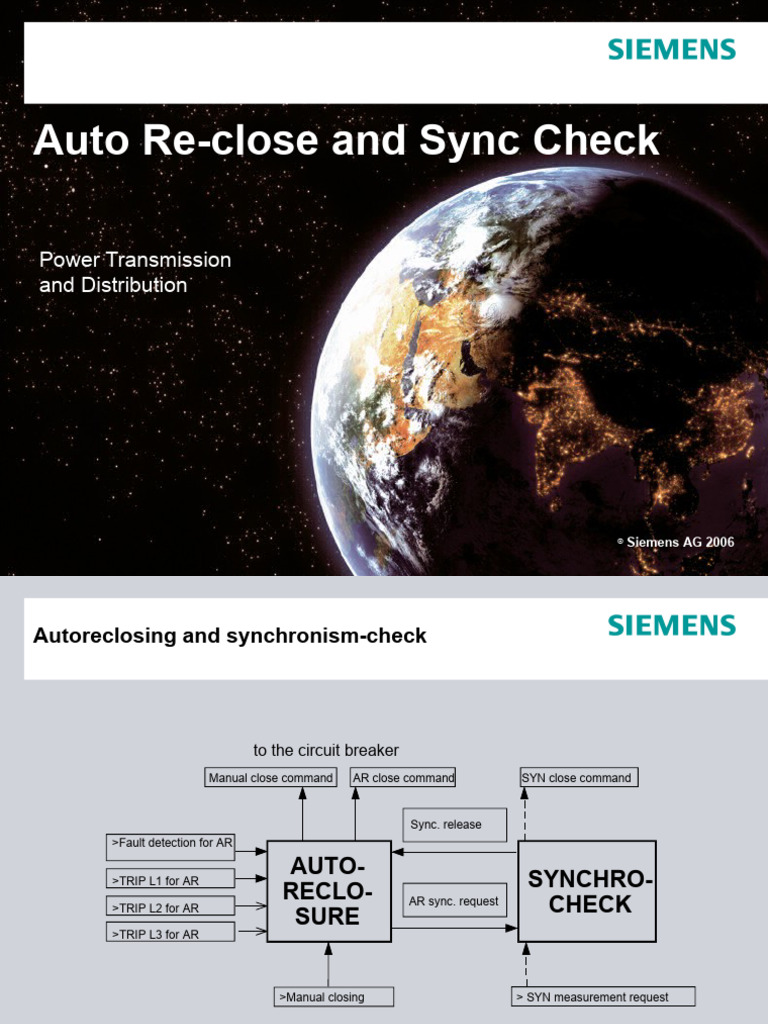 14-Auto-Reclose Sync Check - New | PDF | Relay | Electric Power ...