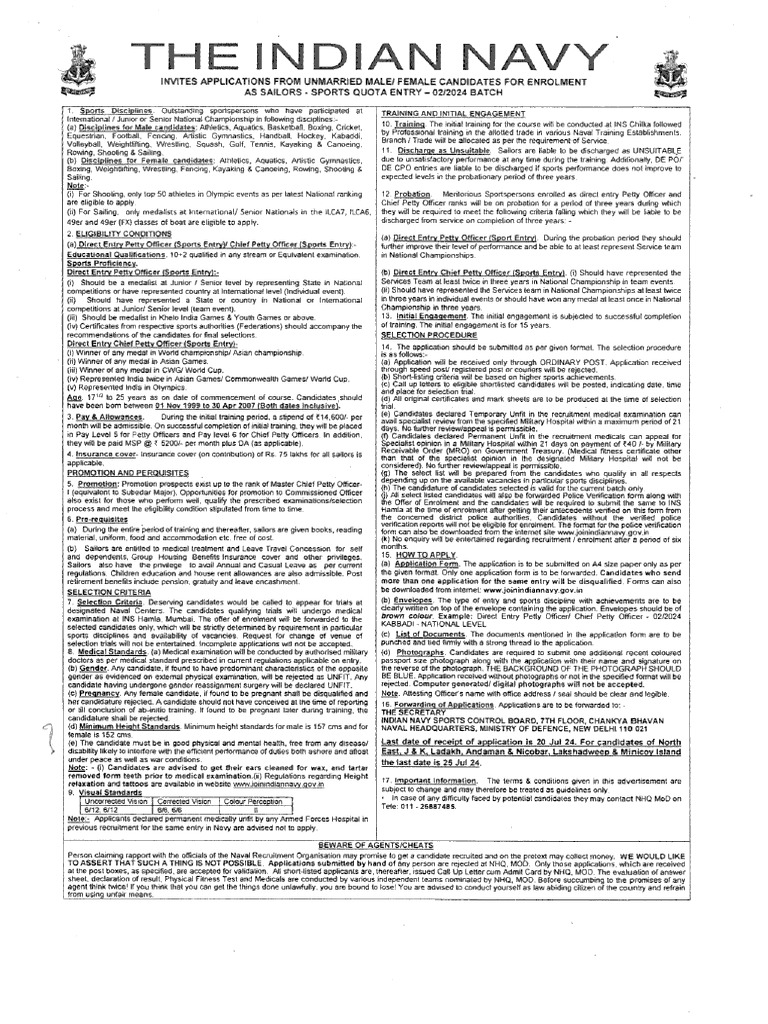 Indian Navy Official Notification Application Form PDF | PDF