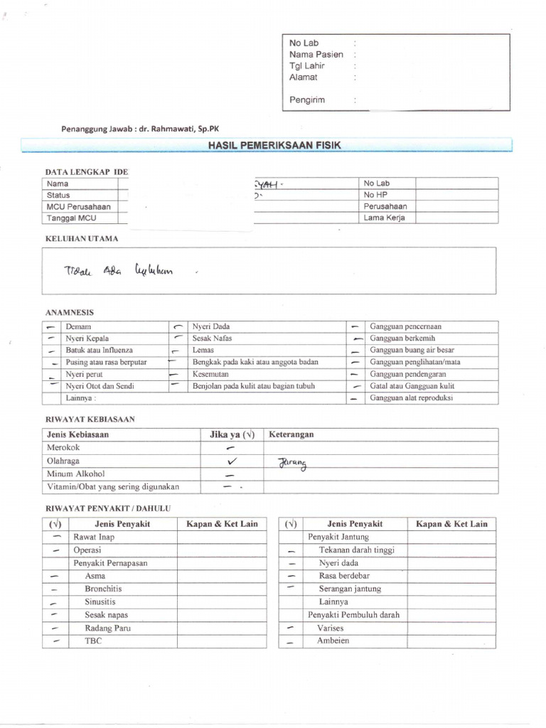 Contoh Pengisian LPK K3 | PDF