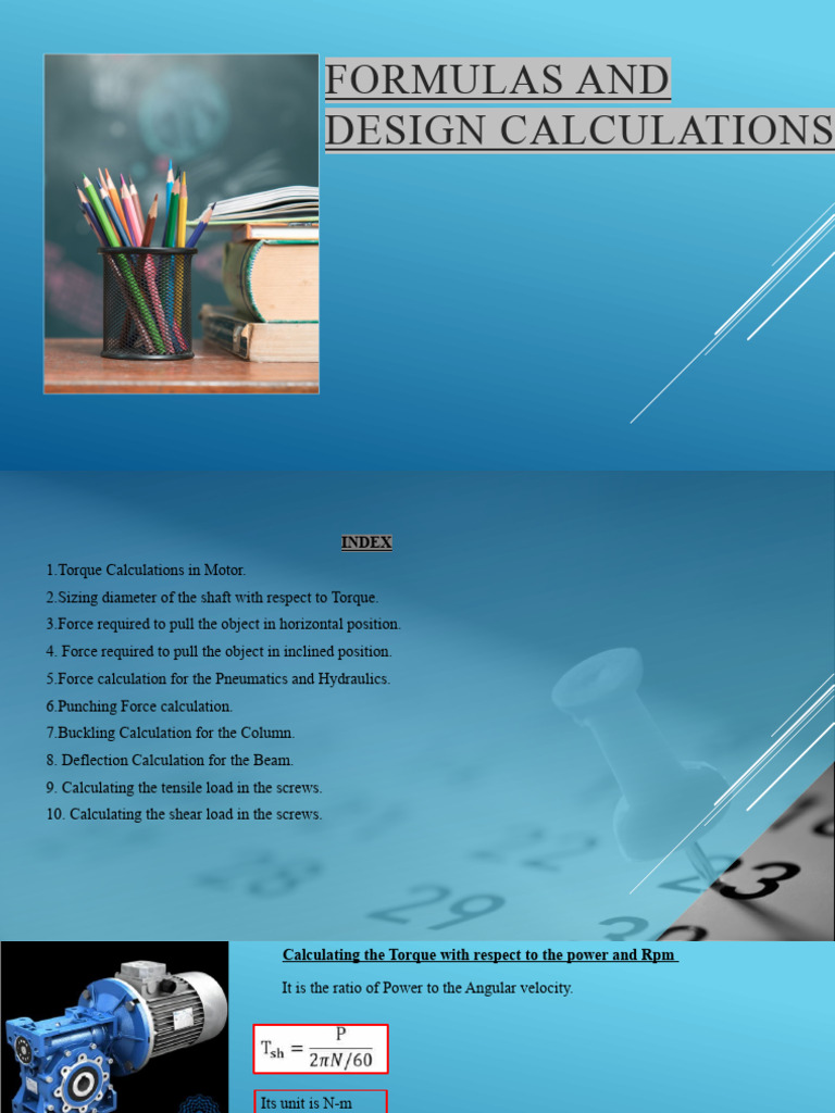 Formulas | PDF | Strength Of Materials | Screw