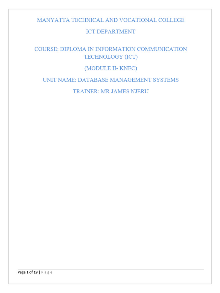Database Management Systems - MTVC | PDF | Databases | Relational Database