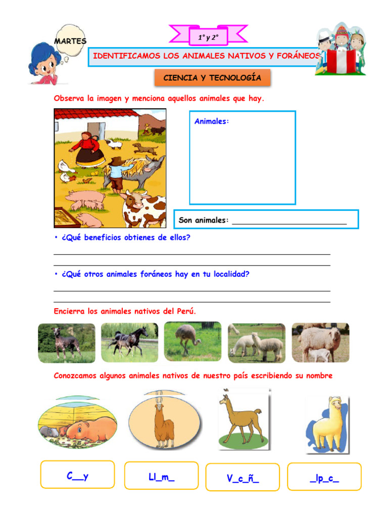 1° y 2° martes 25 ficha -Iden.animales nativos foraneos | PDF