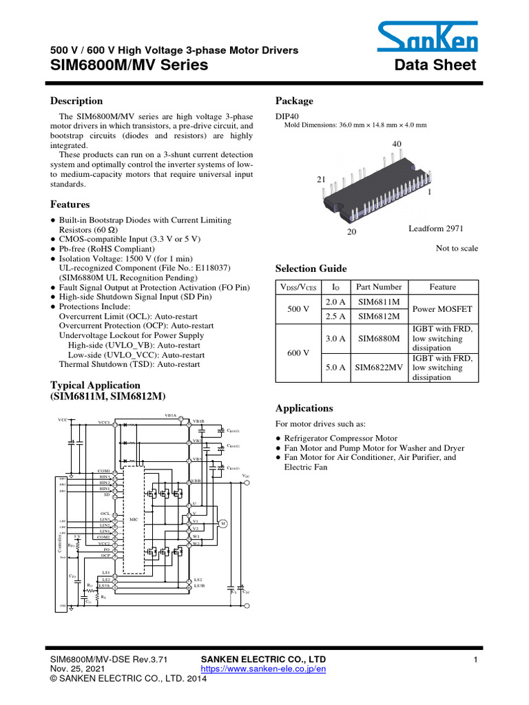 SIM6800M Sanken | PDF | Computer Engineering | Electrical Components