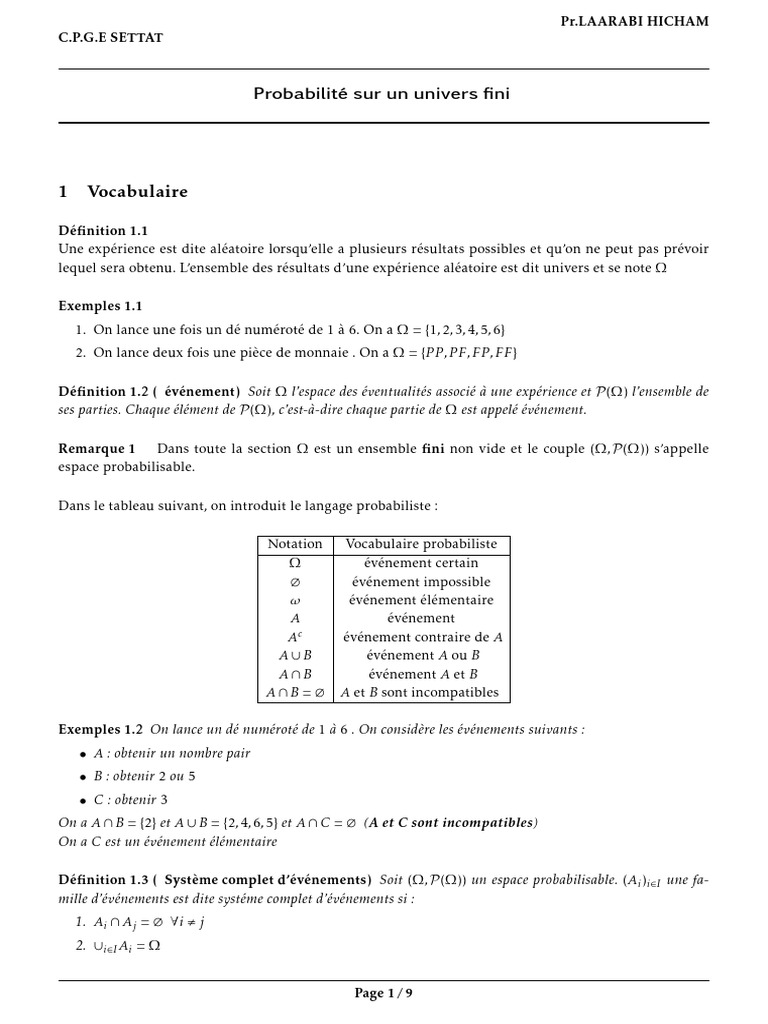 Introduction à la probabilité finie | PDF | Variance (mathématiques ...