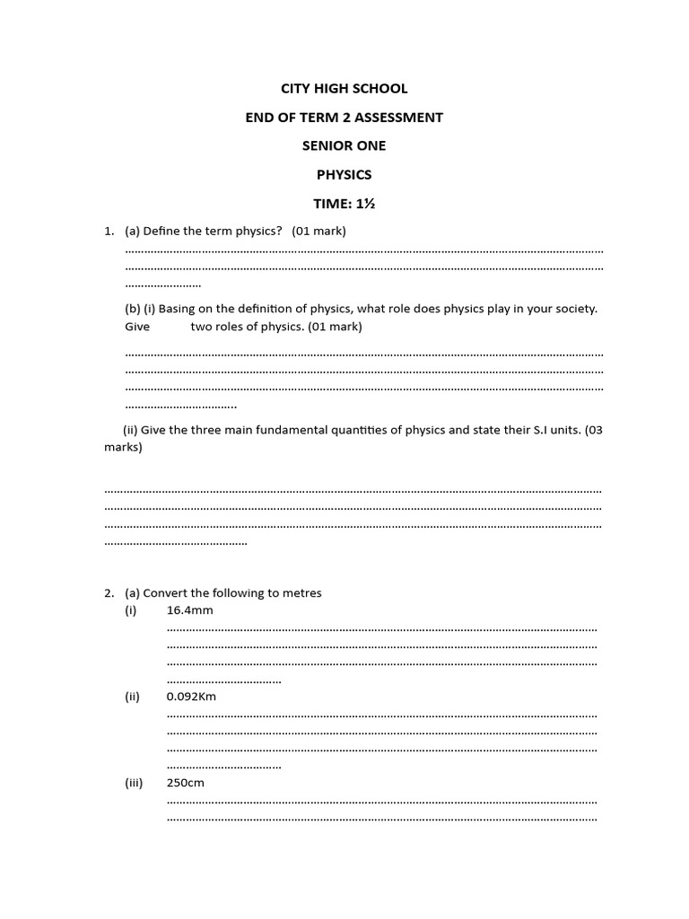 S.1 Physics | PDF | Quantity | Applied And Interdisciplinary Physics