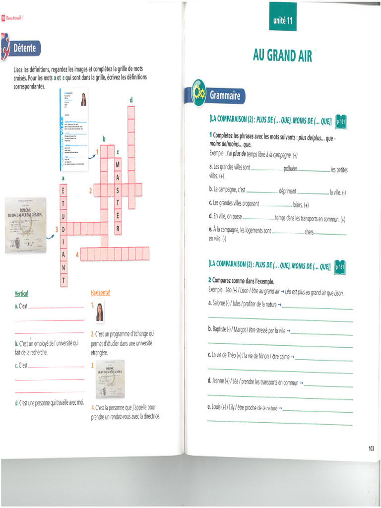 Unité 11 CAHIER D'ACTIVITÉS - EDITO A1 | PDF