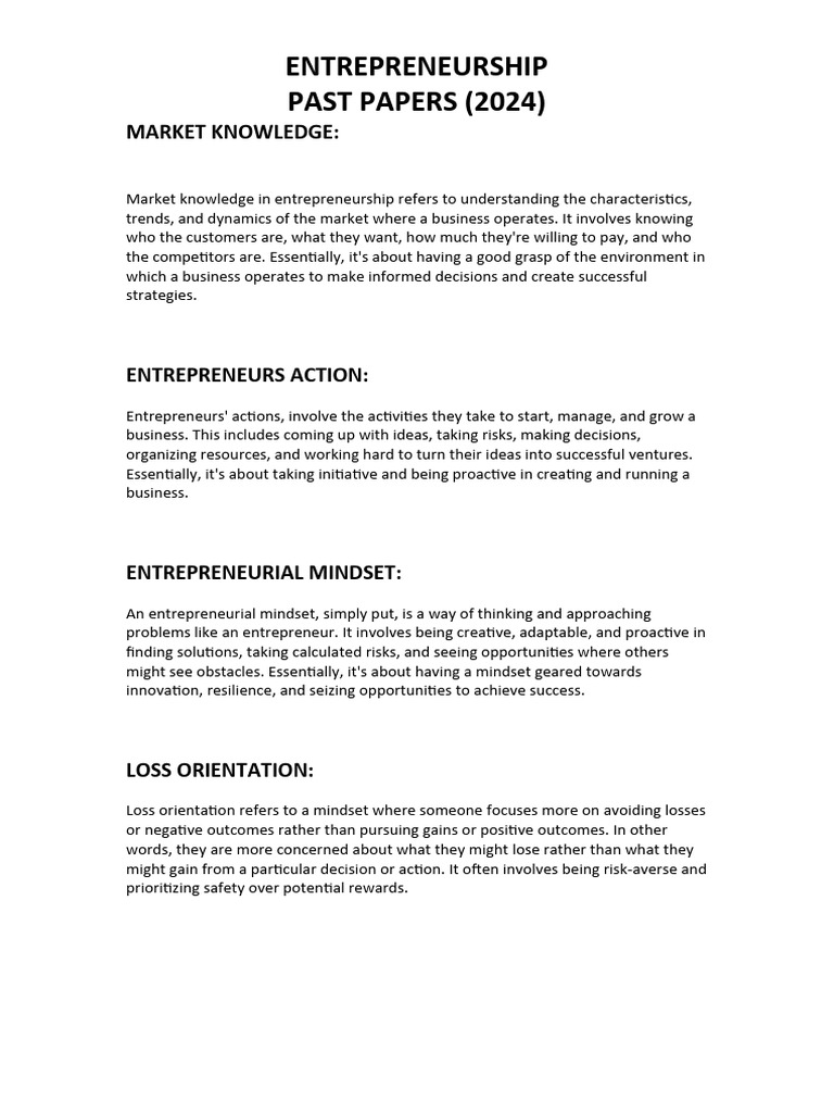 Entrepreneurship (2024) | PDF | Entrepreneurship | Mindset