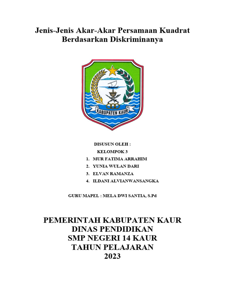 Jenis Akar Persamaan Kuadrat Berdasarkan Diskriminan | PDF