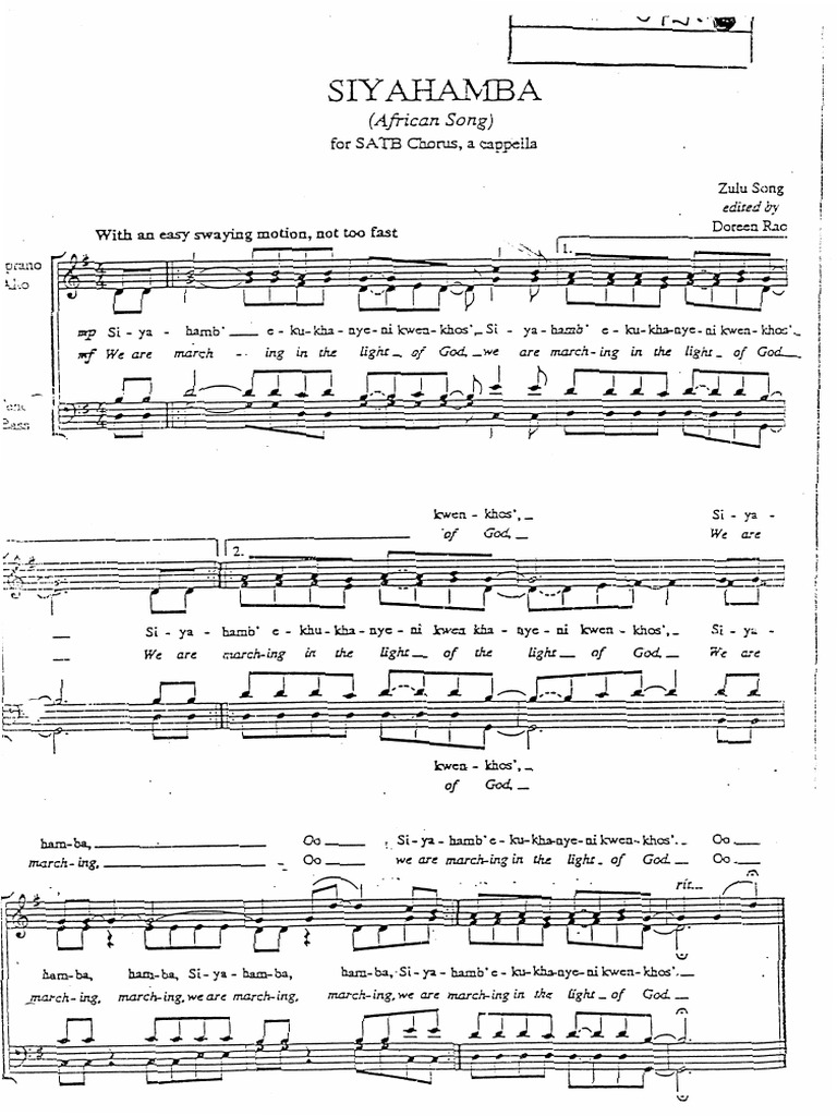 Anon Siyahamba SATB | PDF