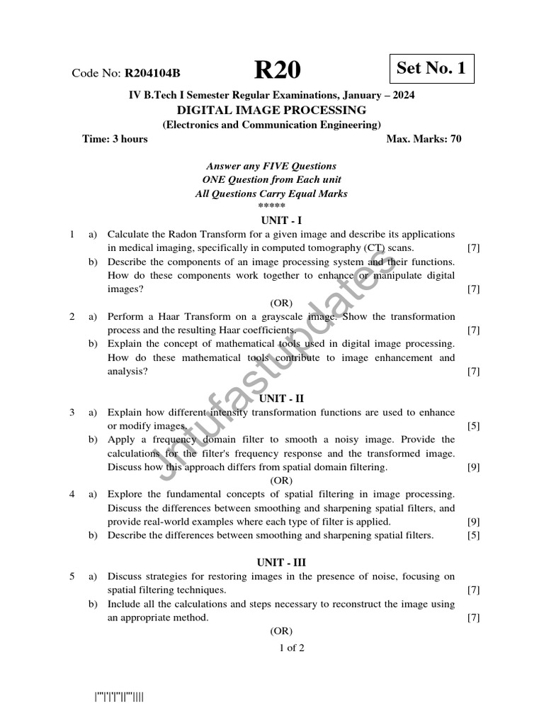 Digital Image Processing Jan 2024 | PDF | Data Compression | Discrete Fourier Transform