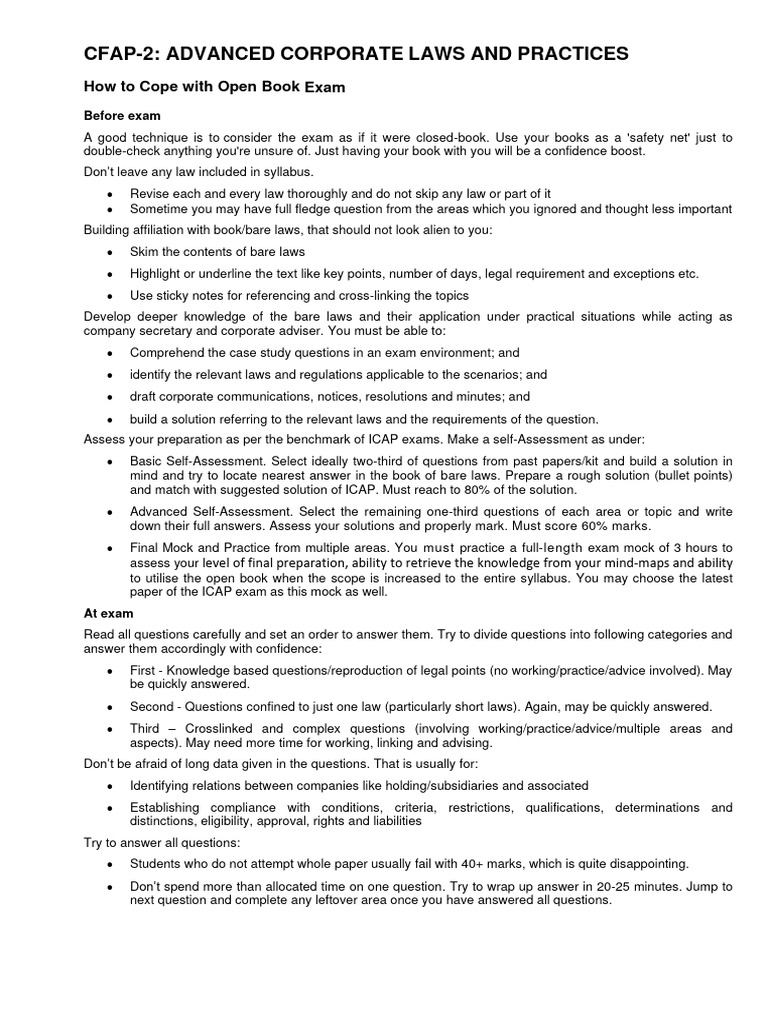 CFAP-2 How To Cope Up With Open Book Exams | PDF