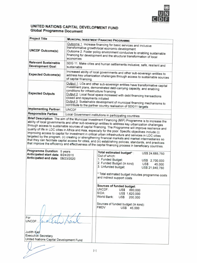 Mif Prodoc | PDF | Cost Of Living | Infrastructure
