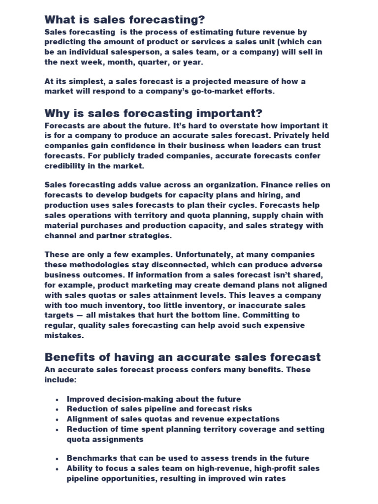 What Is Sales Forecasting | PDF | Forecasting | Sales