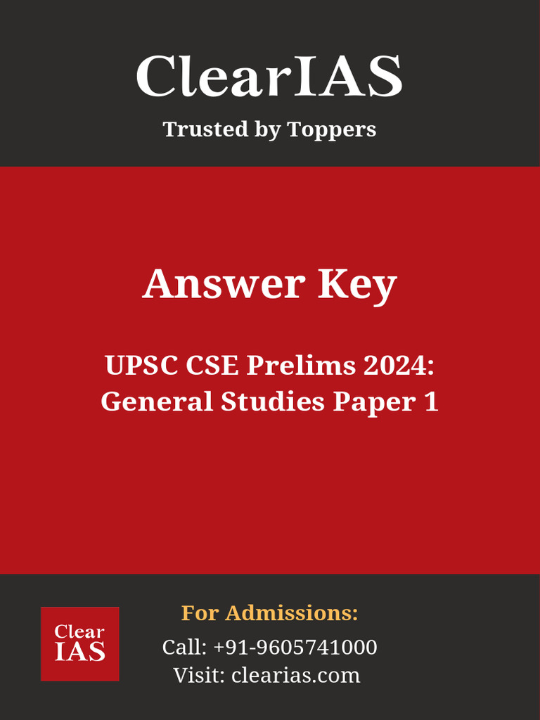 UPSC CSE Prelims 2024 Answer Key | PDF | Loans | Reserve Bank Of India