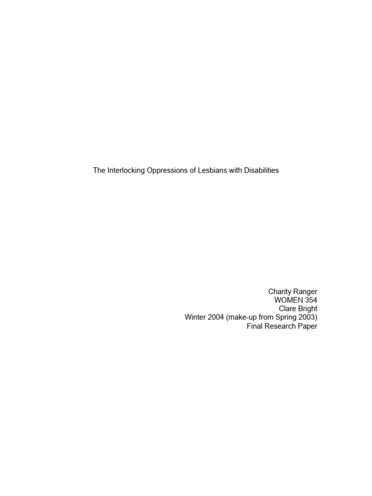 The Interlocking Oppressions of Lesbians With Disabilities | PDF ...