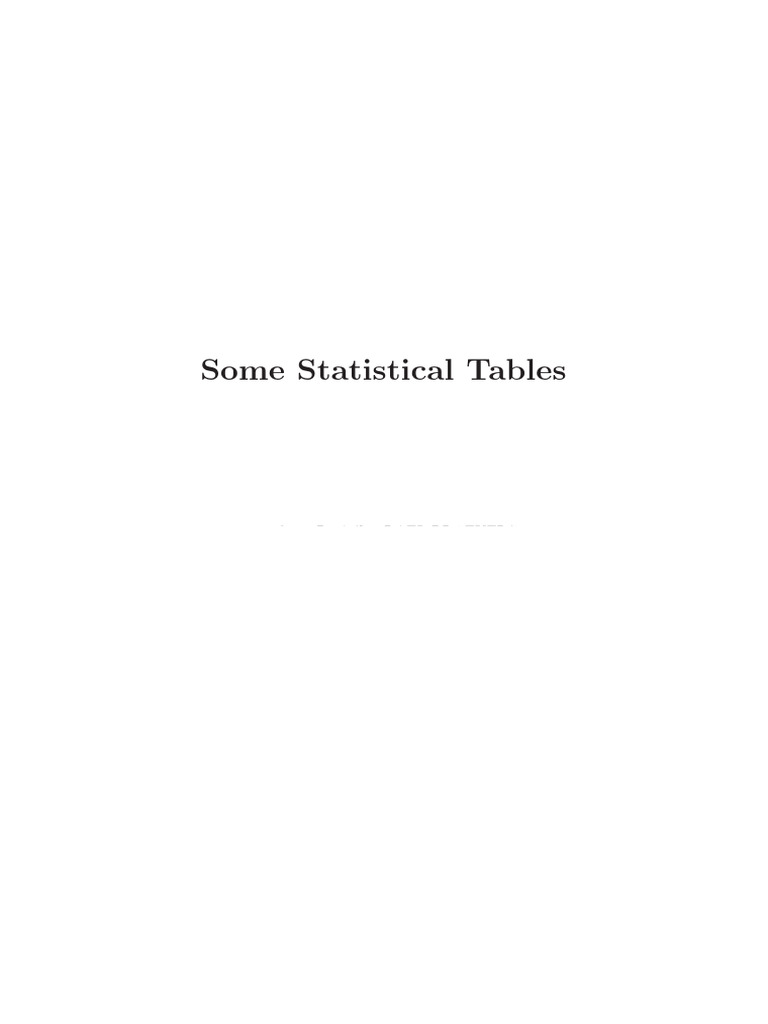 Statistical Tables | PDF