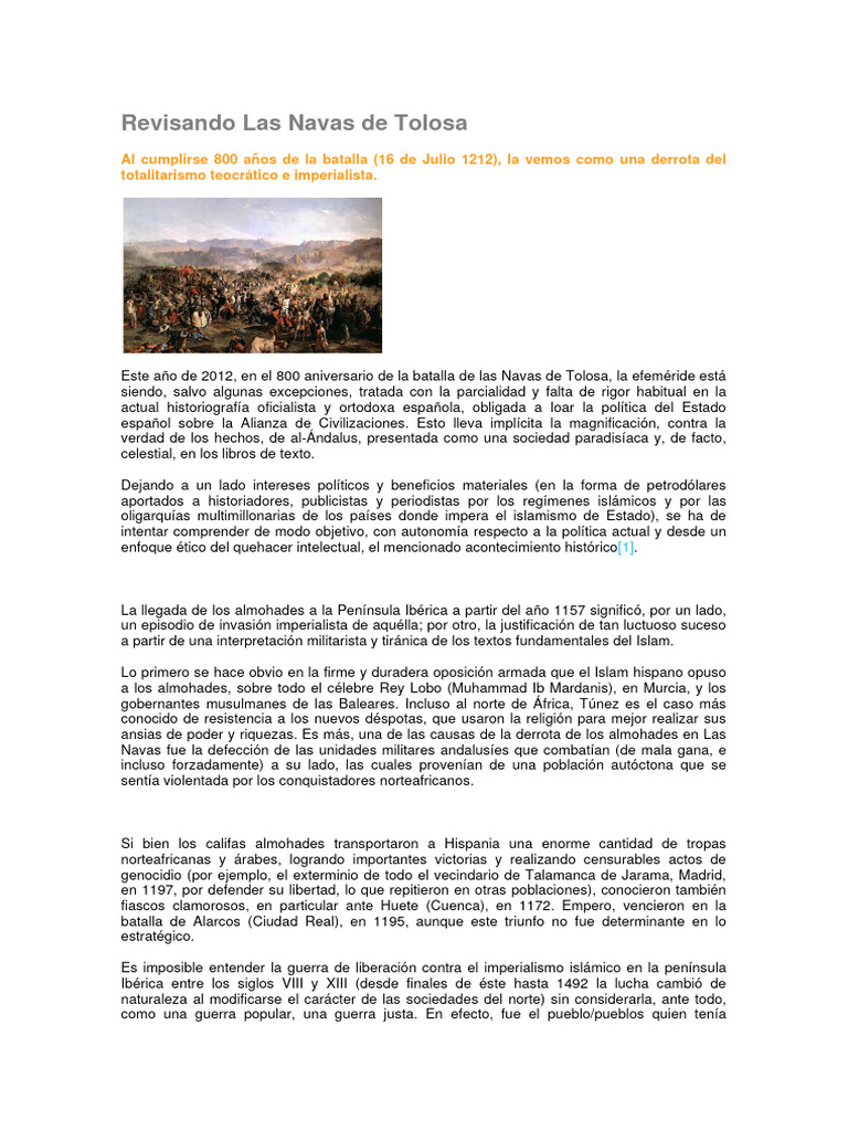 Batalla de Las Navas: Historia y Contexto | PDF | Al Andalus