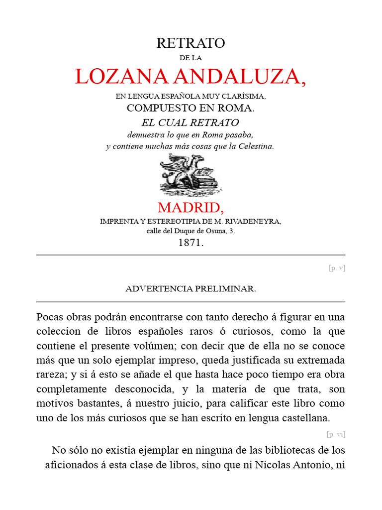 Retrato de La Lozana Andaluza | PDF | Historia | Clásicos