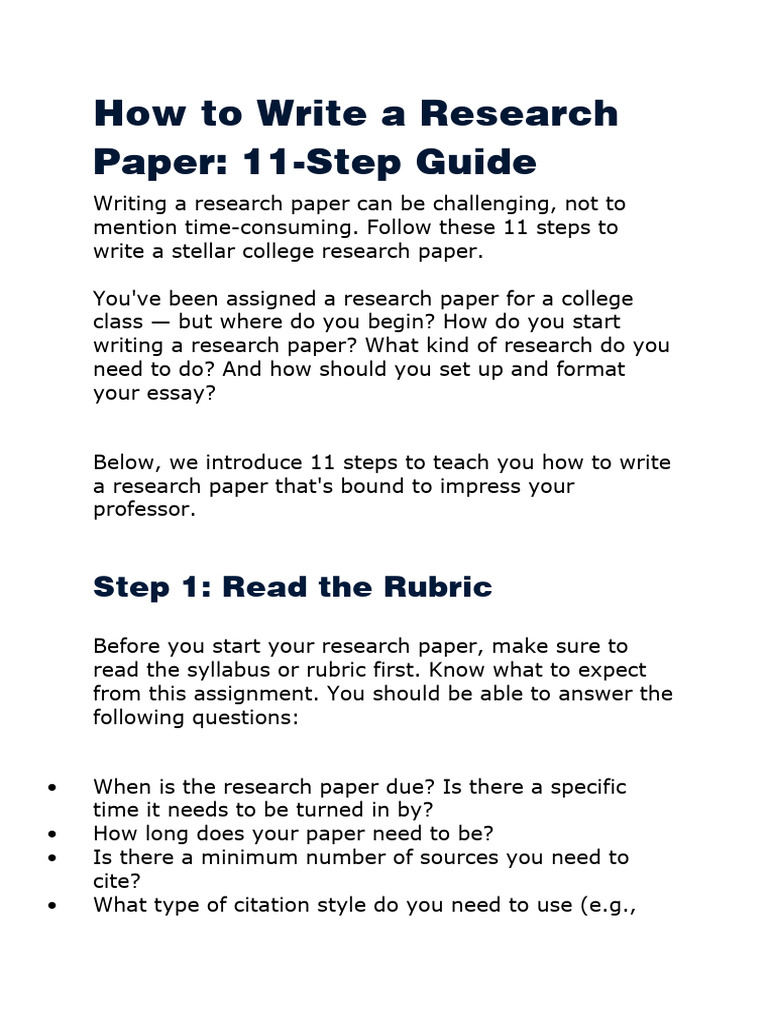 How To Write A Research Paper - 11-Step Guide | PDF | Academic ...