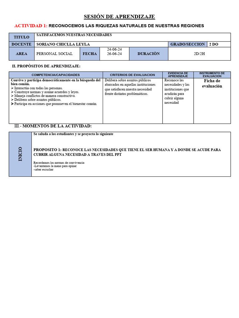 Reconociendo Riquezas Naturales | PDF | Evaluación | Aprendizaje