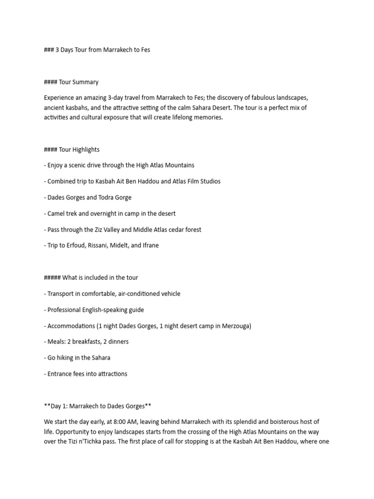 3 Days Tour From Marrakech To Fes | PDF | Home & Garden