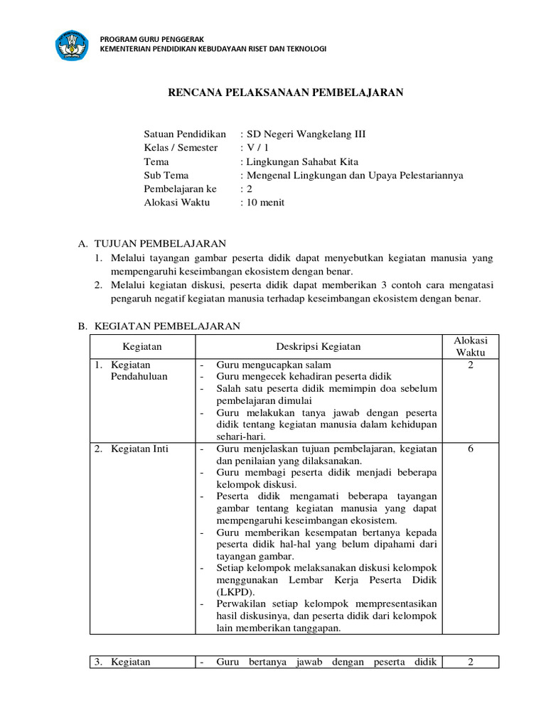 Contoh RPP Simulasi | PDF | Seni