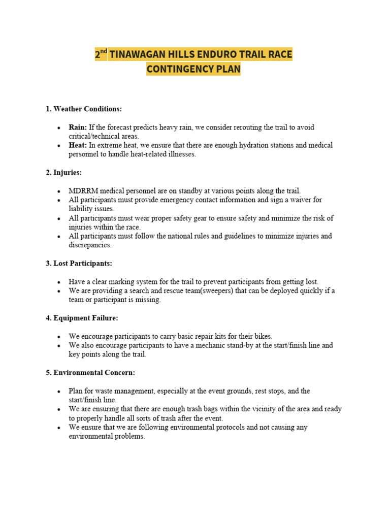 Thetr Contingency Plan | PDF