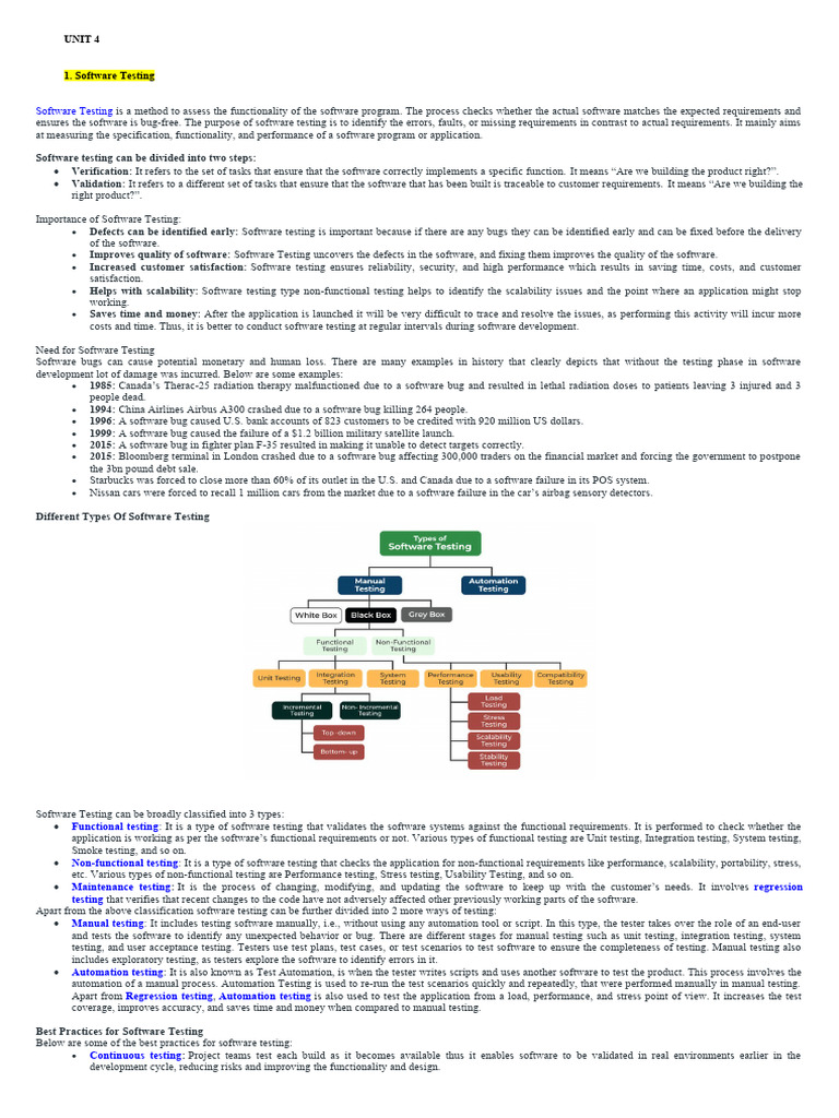 Unit 4 Pdf Software Testing Unit Testing