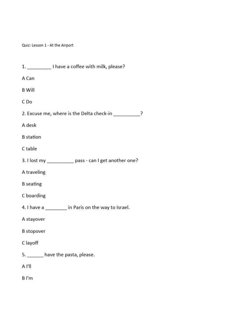 Airport Quiz | PDF