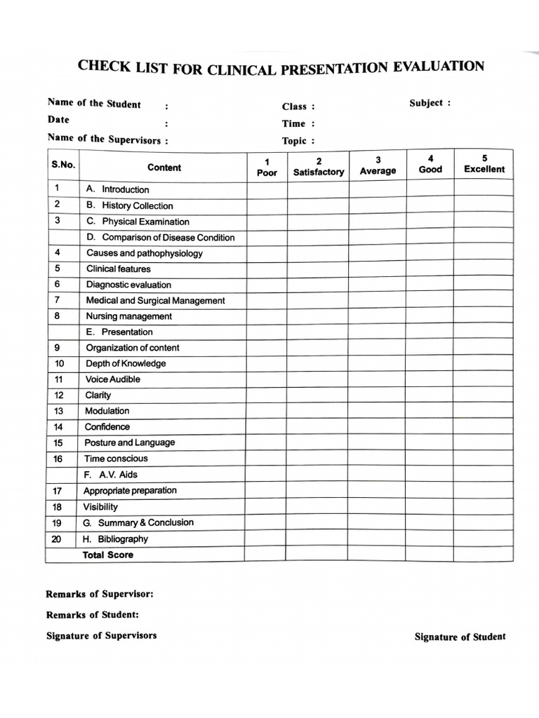 Clinical Presentation Evalution | PDF