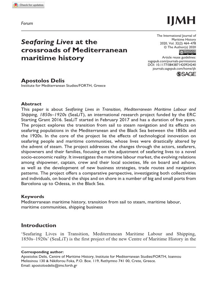 Seafaring Lives at The Crossroads of Mediterranean | PDF | Sailor | Maritime History