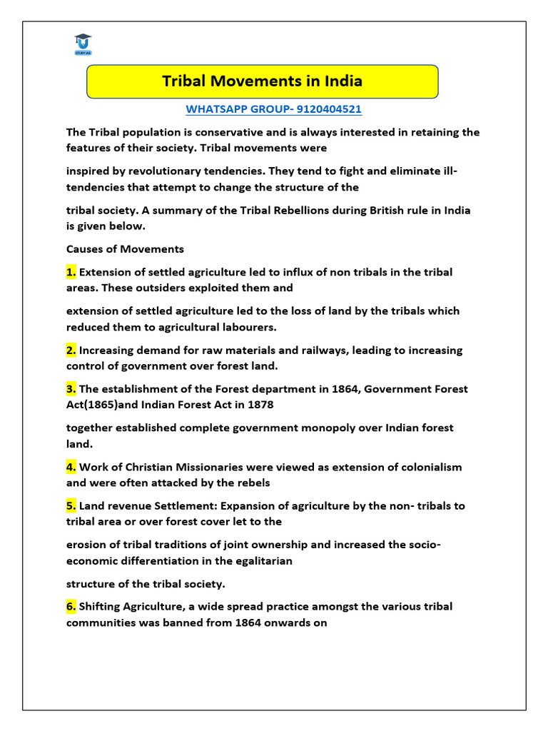 Major Tribal Movements in India | PDF