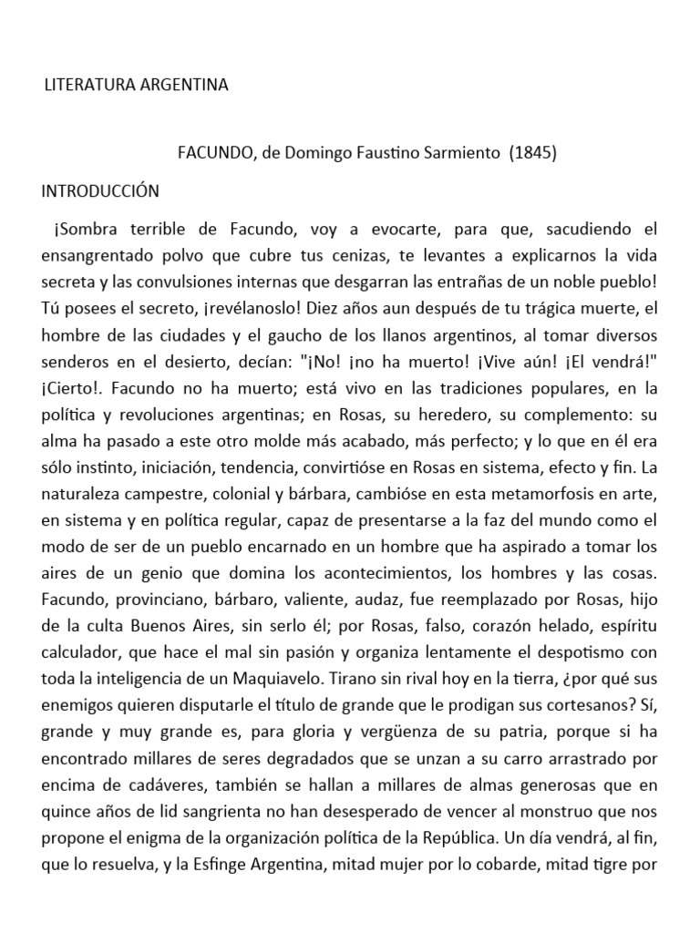 Facundo, Introducción | PDF