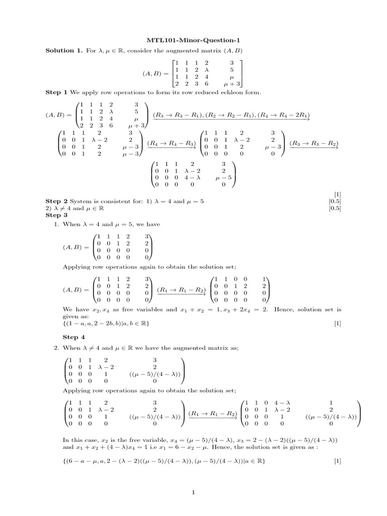 Minor Marking scheme | Download Free PDF | Basis (Linear Algebra ...