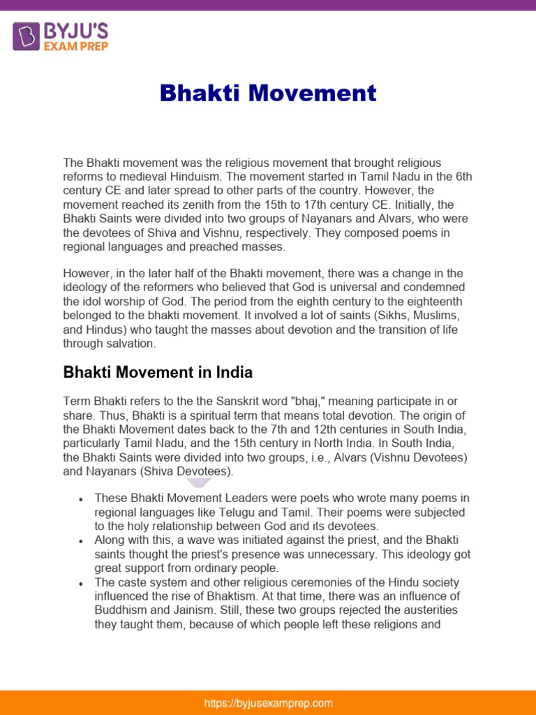 Bhakti Movement Upsc Notes 79 | Download Free PDF | Bhakti Movement ...