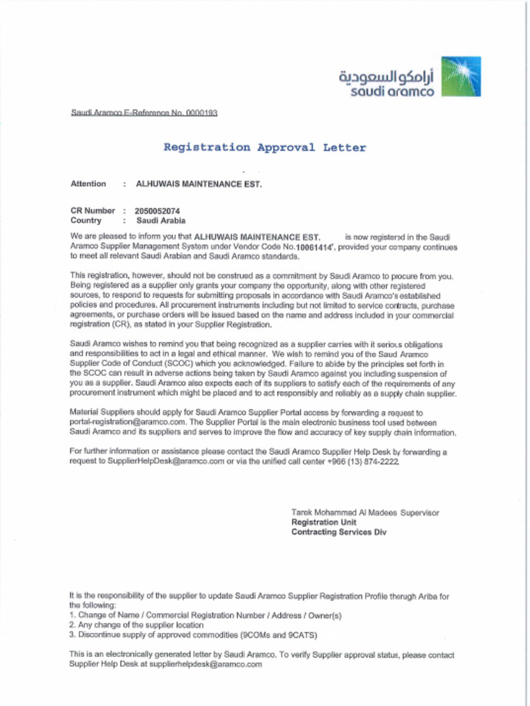 Registration Approval Letter | PDF