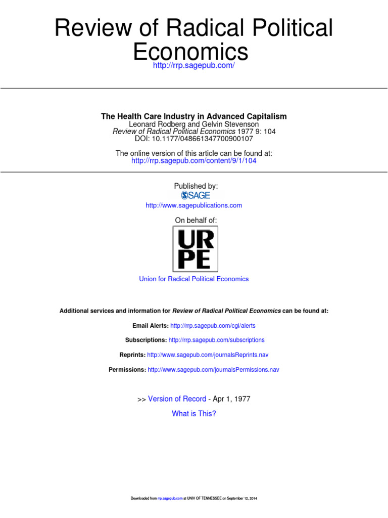 The Health Care Industry in Advanced Capitalism | PDF | Capitalism ...