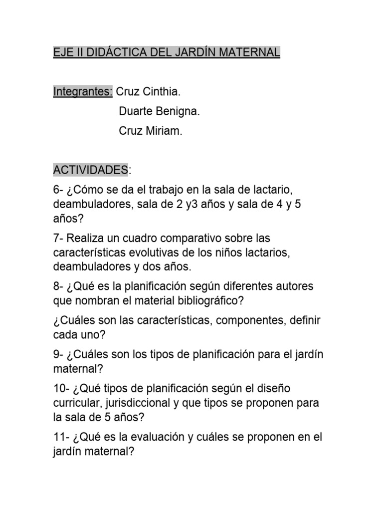 El Espacio en El Jardín Maternal | Descargar gratis PDF | Educación de ...
